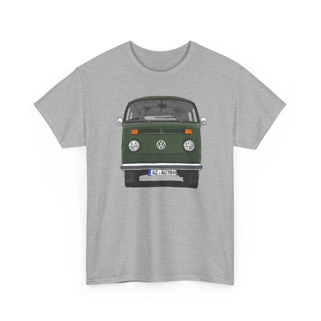 T-Shirt, VW T2, T2b, Bulli, VW Bus, Strichzeichnung, Grün, AZ AU 78H ...